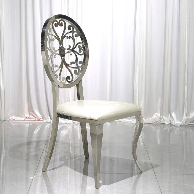Silver Golden Wedding Dining Chairs Reticular Round Back - Foshan ...